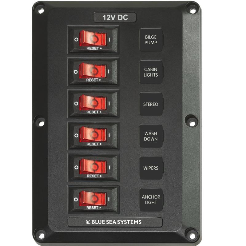 Blue Sea Systems Below Deck Circuit Breaker Panel 15A 6 Position ...