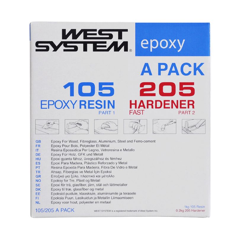 West System A Pack 1.2kg Epoxy Resin & Hardener ws-105-205a-f j160224