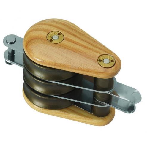 Barton Classic Wooden Block Triple Fixed Eye Becket 60 mm 53260 j160224