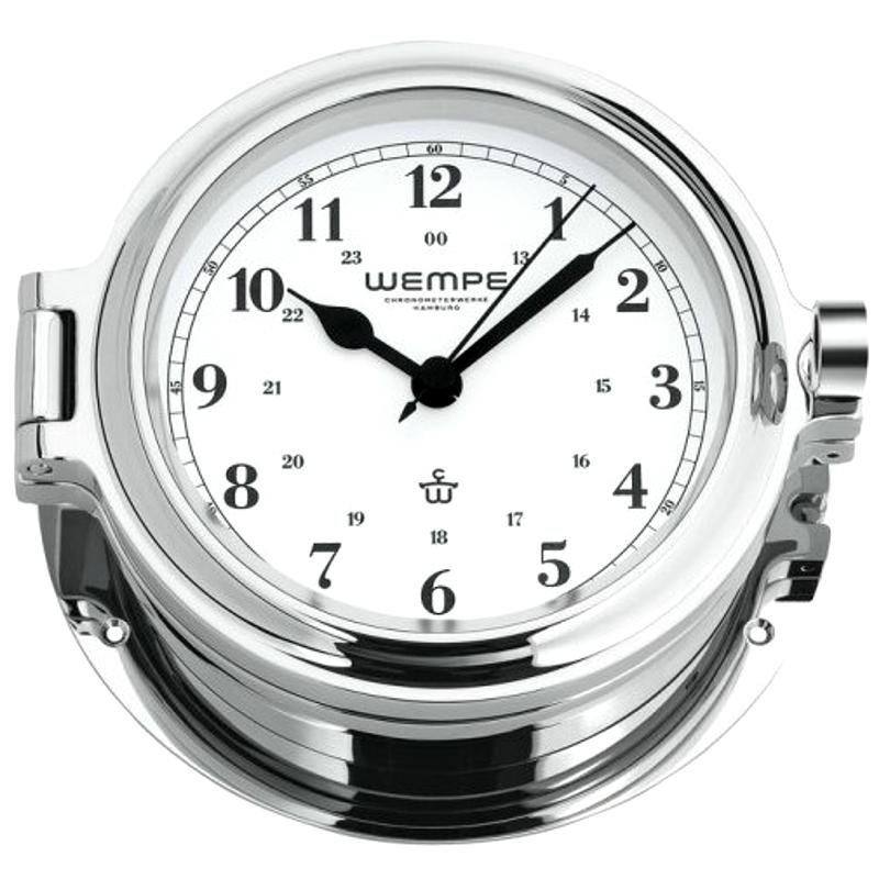 Wempe Cup Porthole Ships Clock Arabic Numerals Chrome Plated 140 mm ...