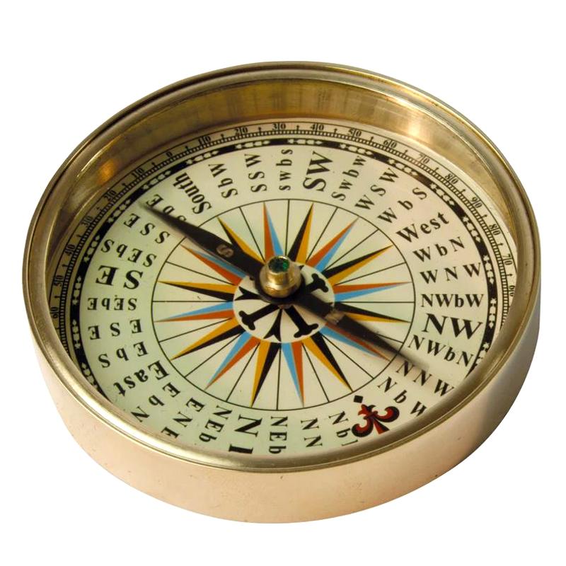 Brass compass in Leather Pouch 7281 j160224