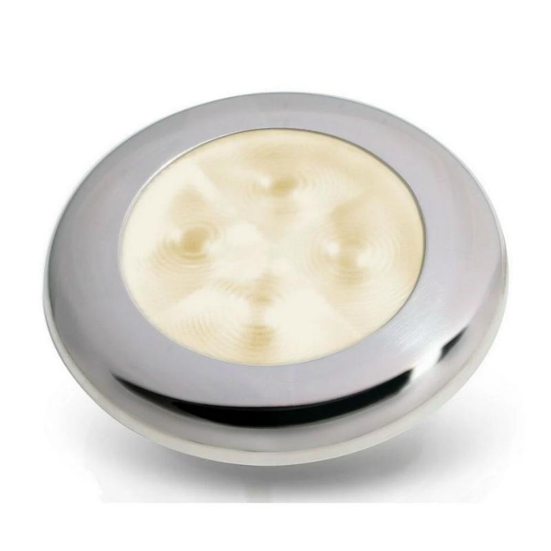 Hella Round Warm White LED Courtesy Lamp with Stainless Steel Rim 12V ...