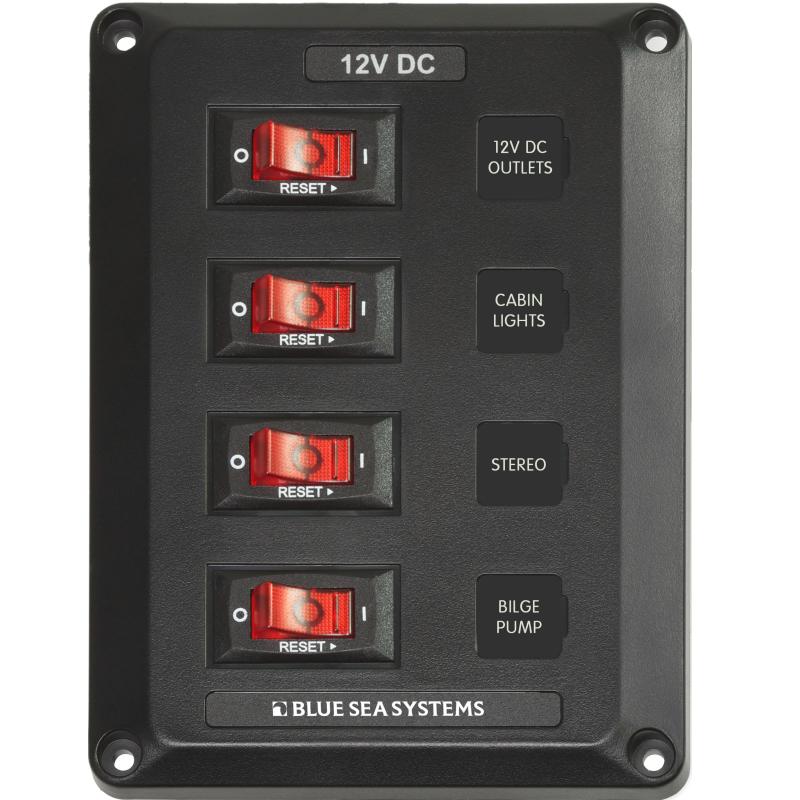 Blue Sea Systems Below Deck Circuit Breaker Panel 15A 4 Position ...