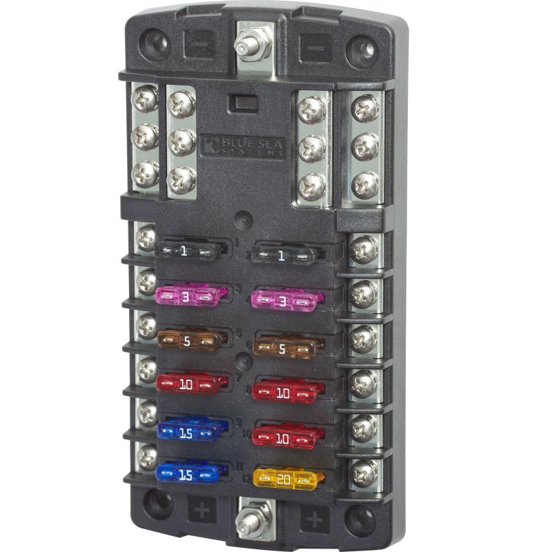 Blue Sea Systems ST Blade Fuse Block 12 Circuist with Negative Bus ...