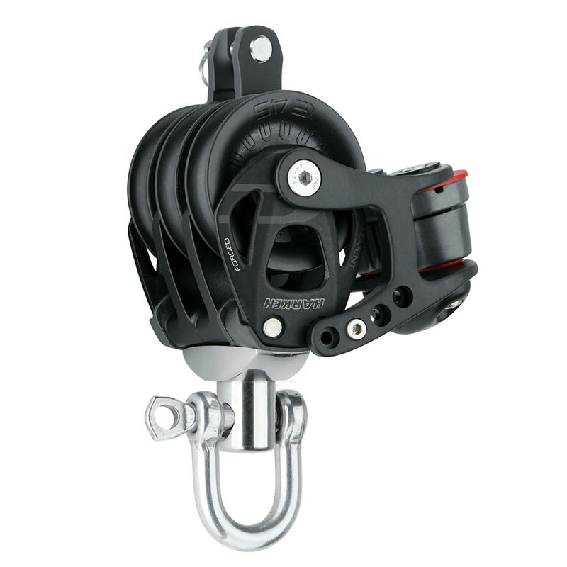 Harken Aluminium Element Triple Swivel Block Cam Cleat and Becket 45 mm ...
